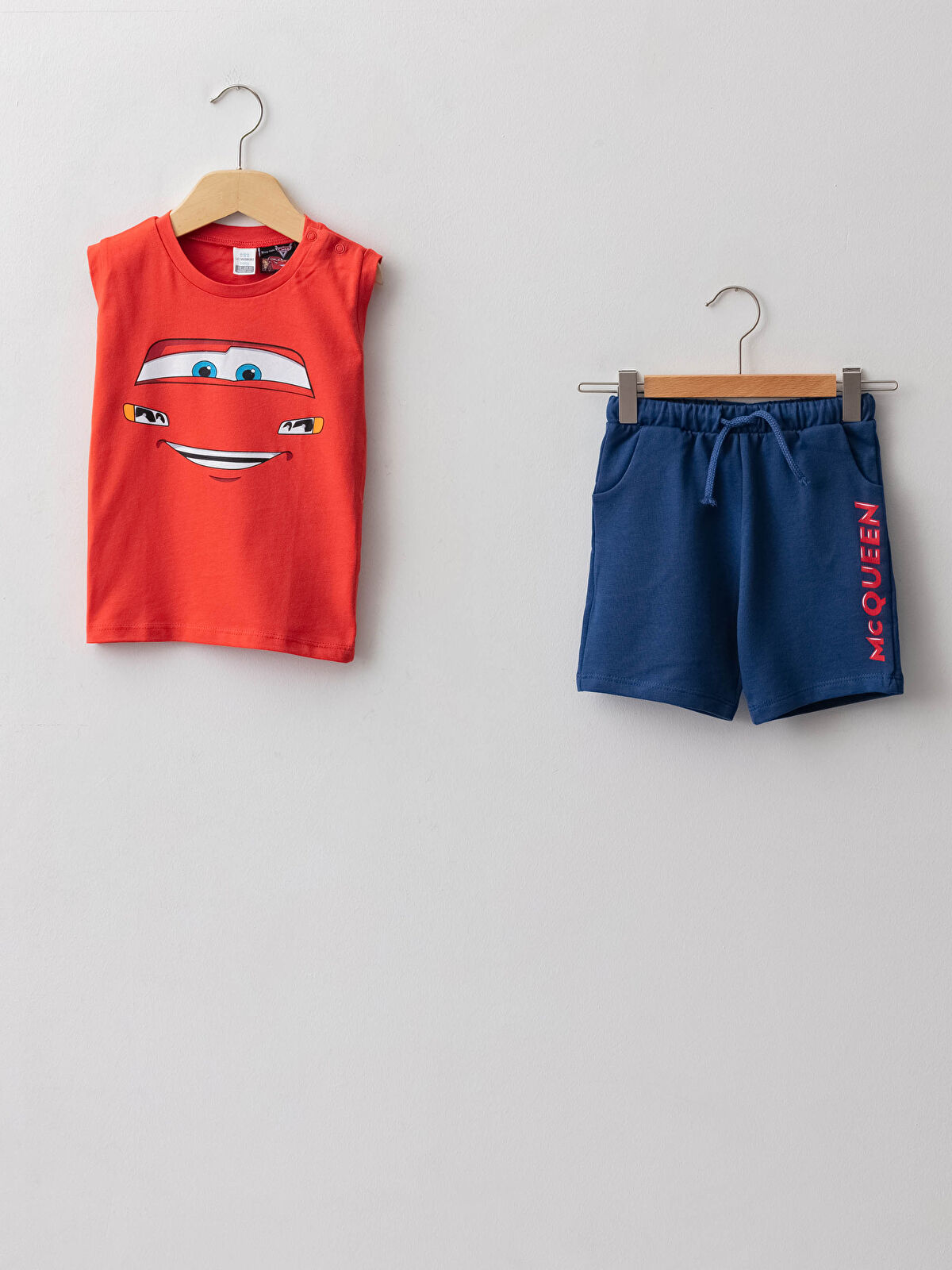 Bisiklet Yaka Arabalar Baskılı Pamuklu Erkek Çocuk Atlet ve Şort