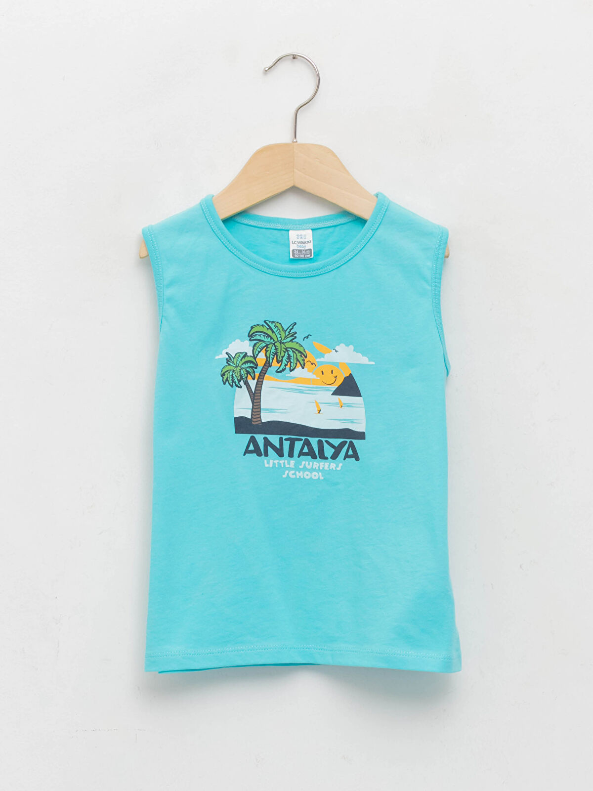 Bisiklet Yaka Antalya Baskılı Pamuklu Erkek Bebek Atlet