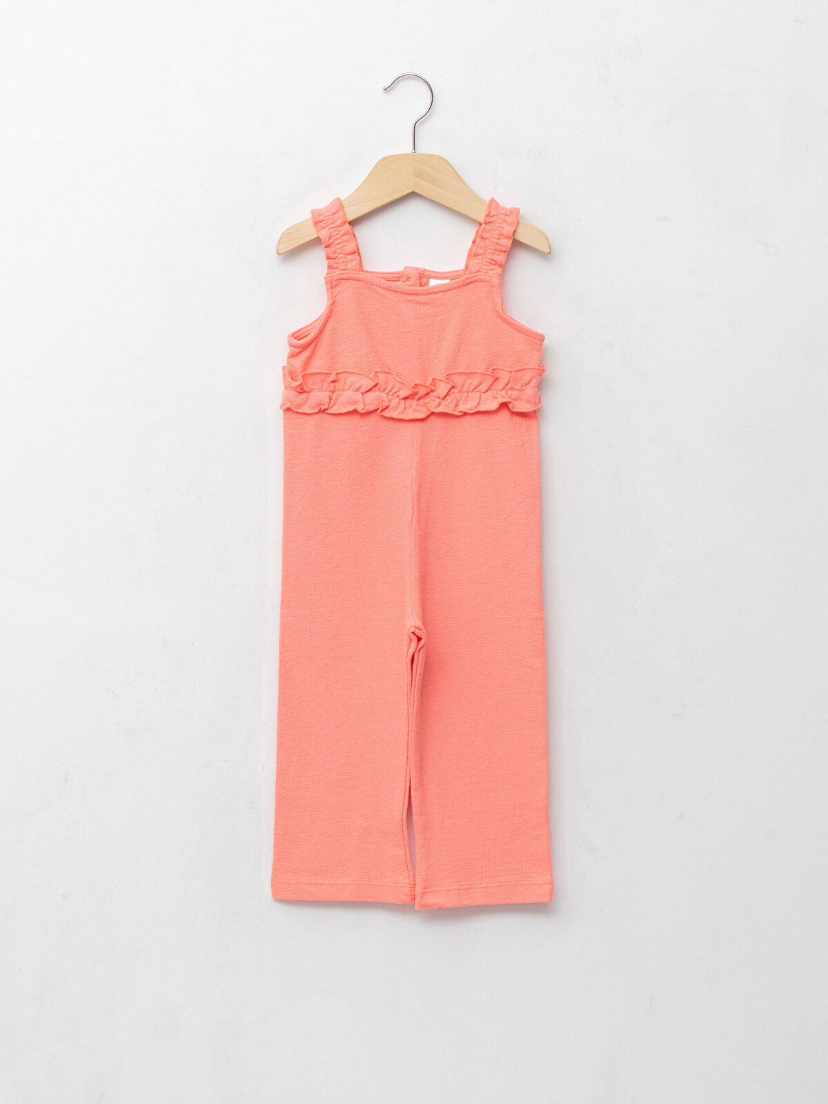 Kare Yaka Askılı Basic Pamuklu Kız Bebek Tulum