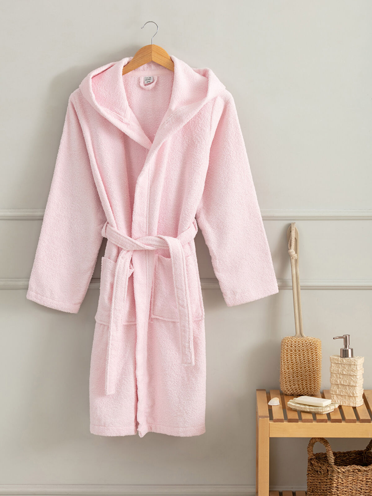 Kapüşon Yaka Uzun Kız Çocuk Bornoz