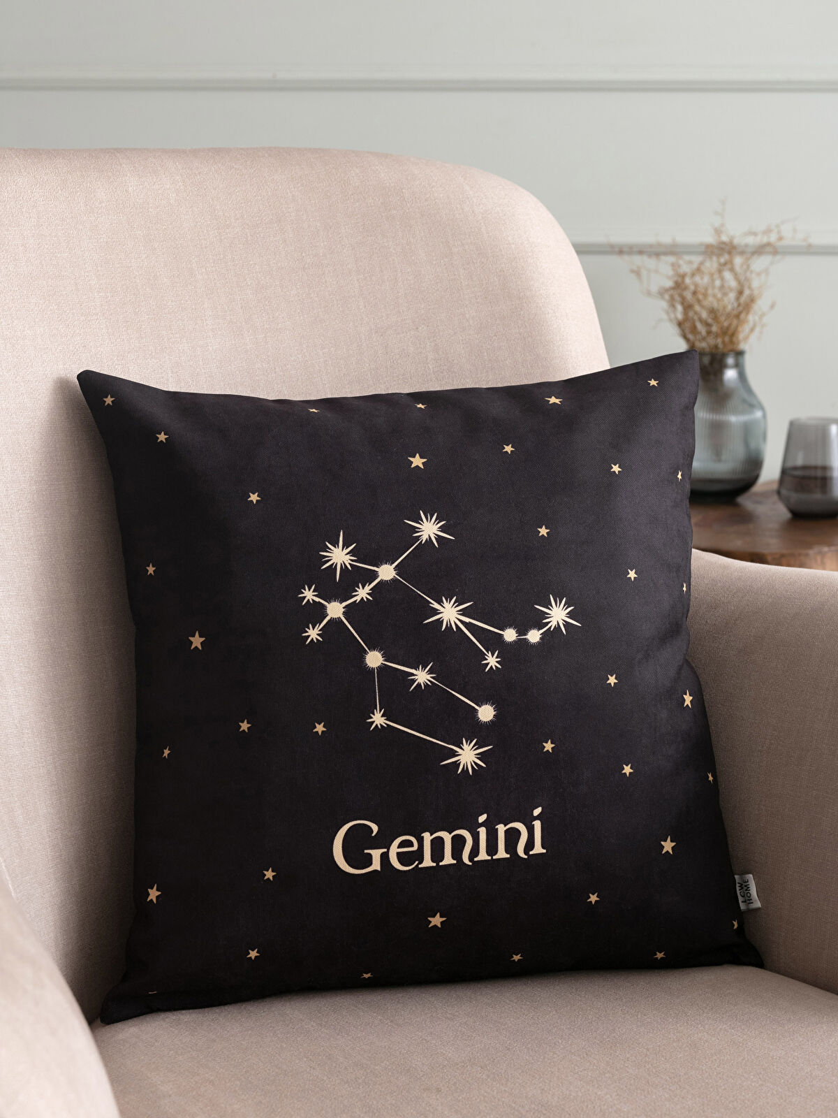 İkizler Burç Desenli Kırlent Kılıfı 45x45 Cm