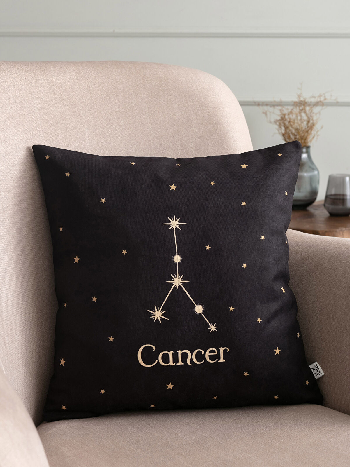 Yengeç Burç Desenli Dokuma Kırlent Kılıfı 45x45 Cm