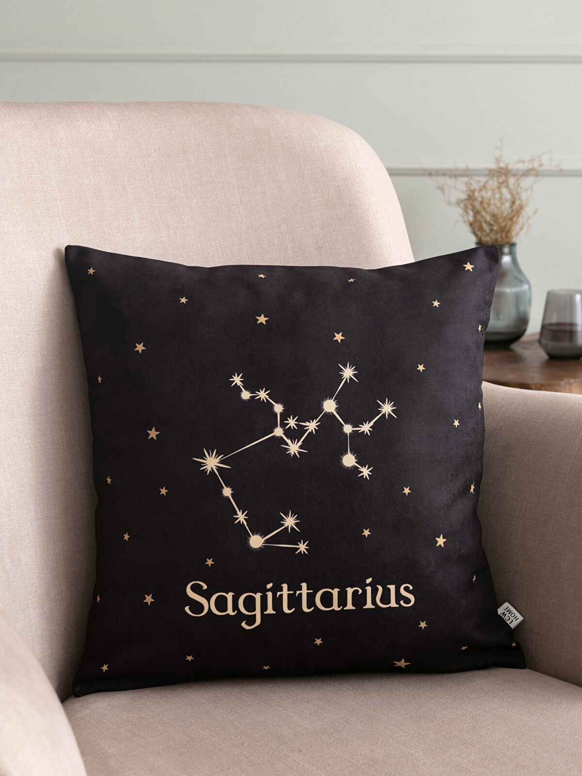 Yay Burç Desenli Dokuma Kırlent Kılıfı 45x45 Cm