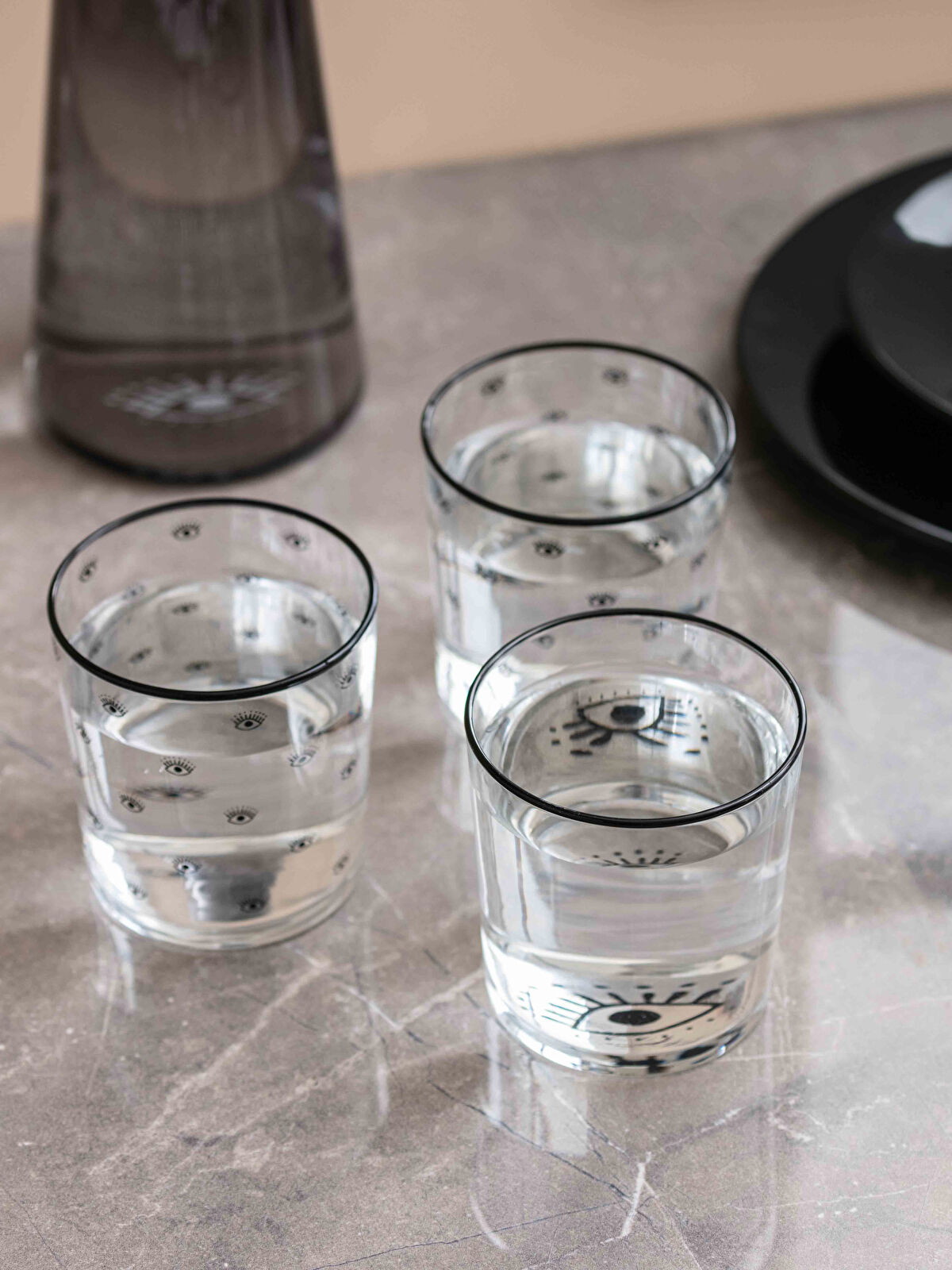 Baskılı Cam Su Bardağı 3'lü 380 Ml