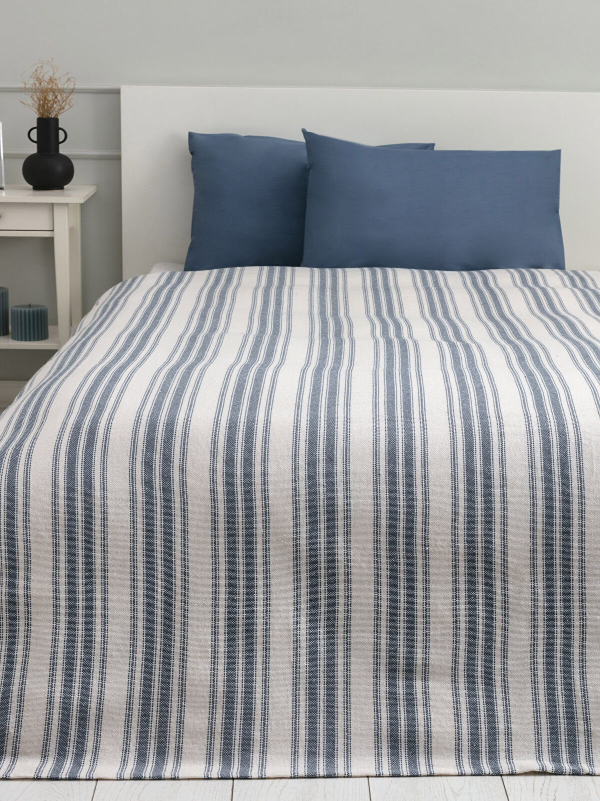 Çift Kişilik Çizgili Pike Ve Yastık Kılıfı