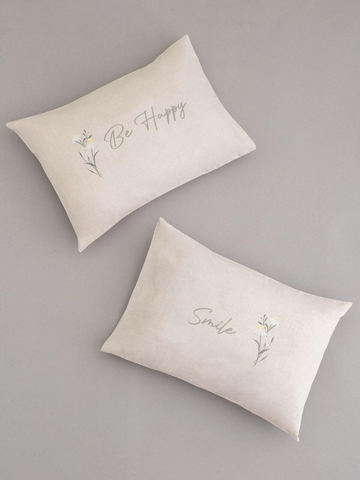 Pamuklu Yazı Baskılı Yastık Kılıfı 50x70 Cm 2'li