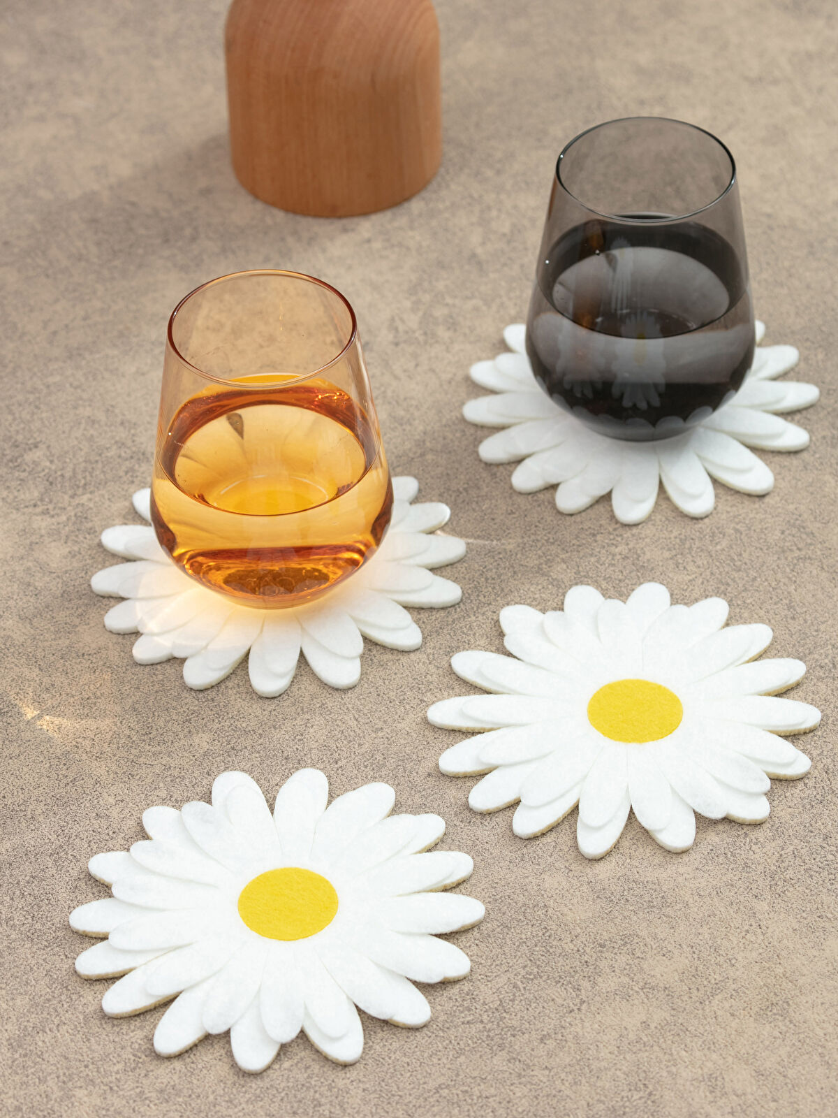 Papatya Keçe Bardak Altlığı 4'lü 10x10 Cm