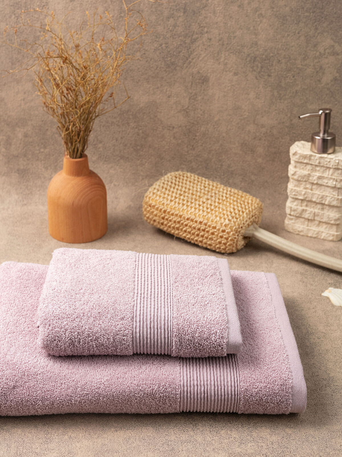 Düz Kadın Banyo Havlu Seti 2'Li