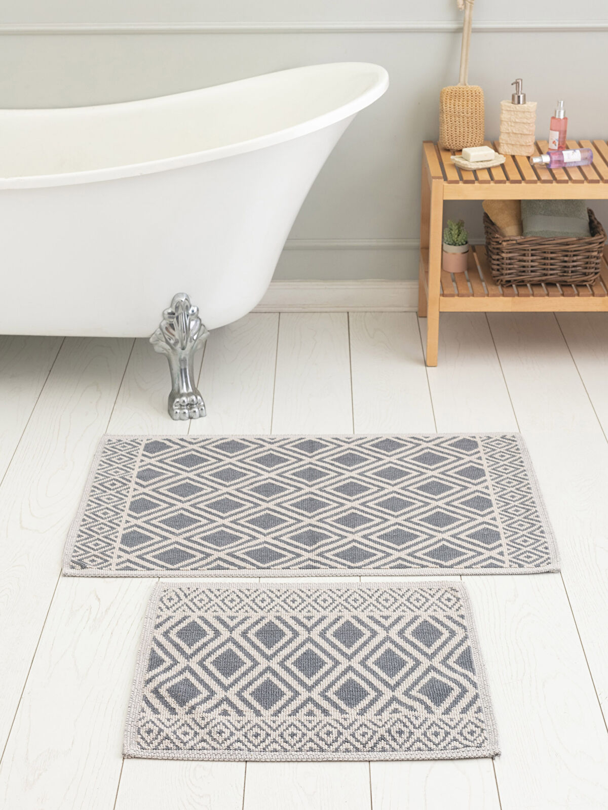 Pamuklu Desenli Banyo Paspası 2'li