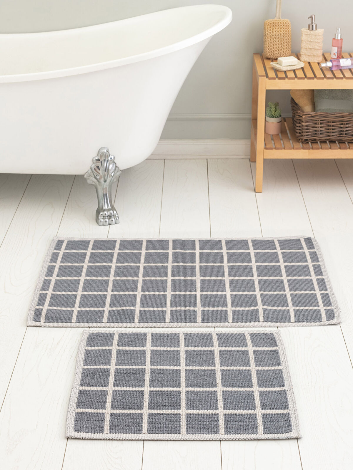 Pamuklu Geometrik Desenli Banyo Paspası 2'li