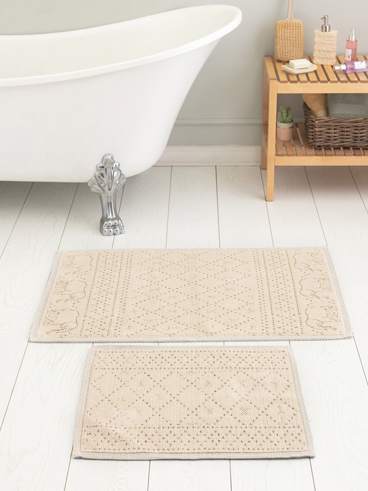 Pamuklu Desenli Banyo Paspası 2'li