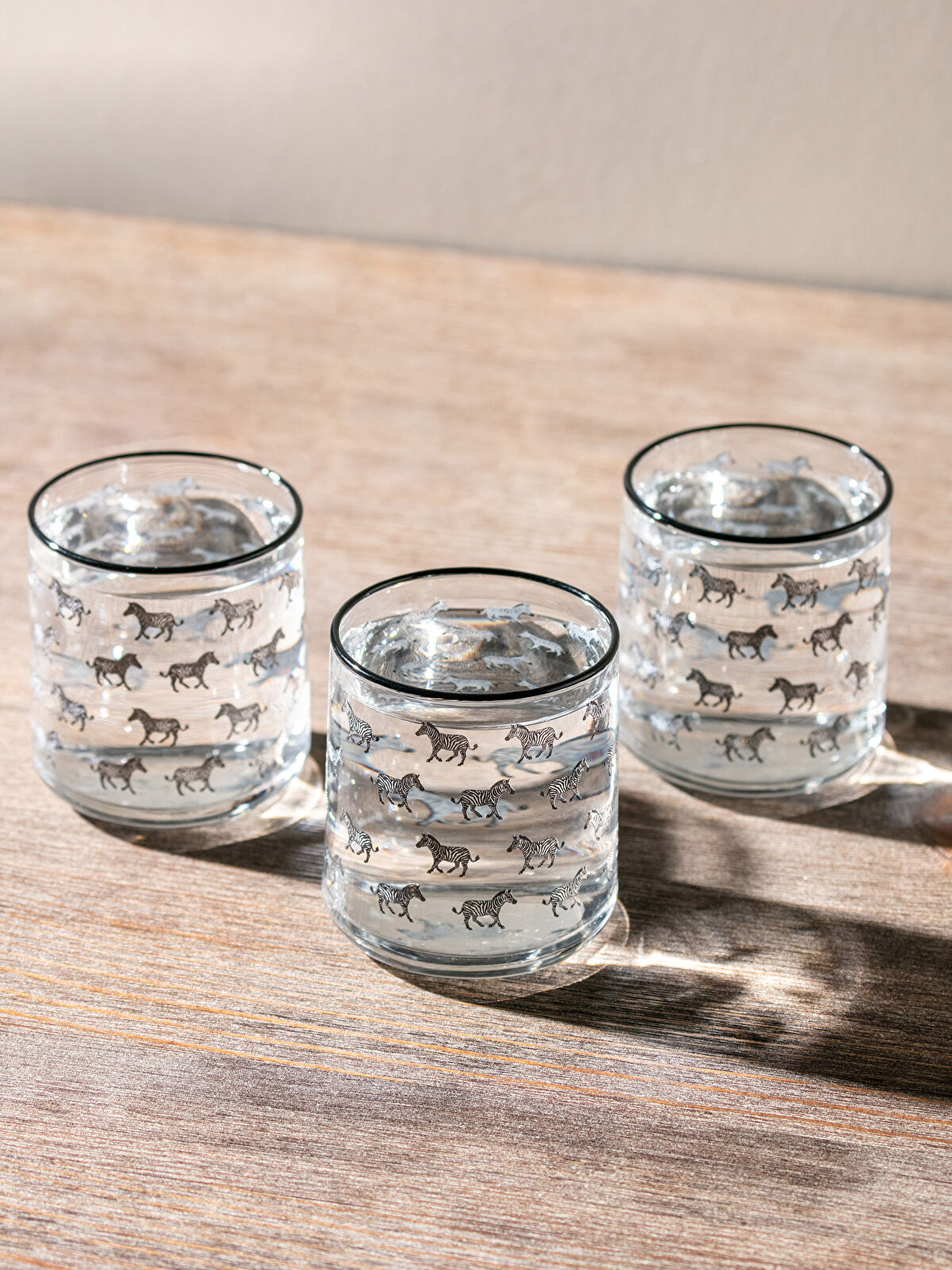 Desenli Cam Su Bardağı 3'lü 260 Ml