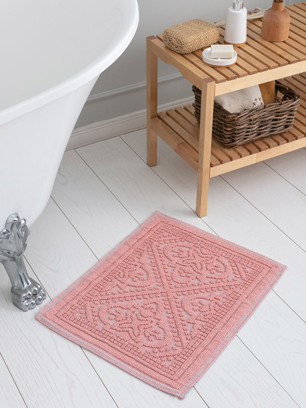 Pamuklu Desenli Banyo Paspası 60x100 Cm