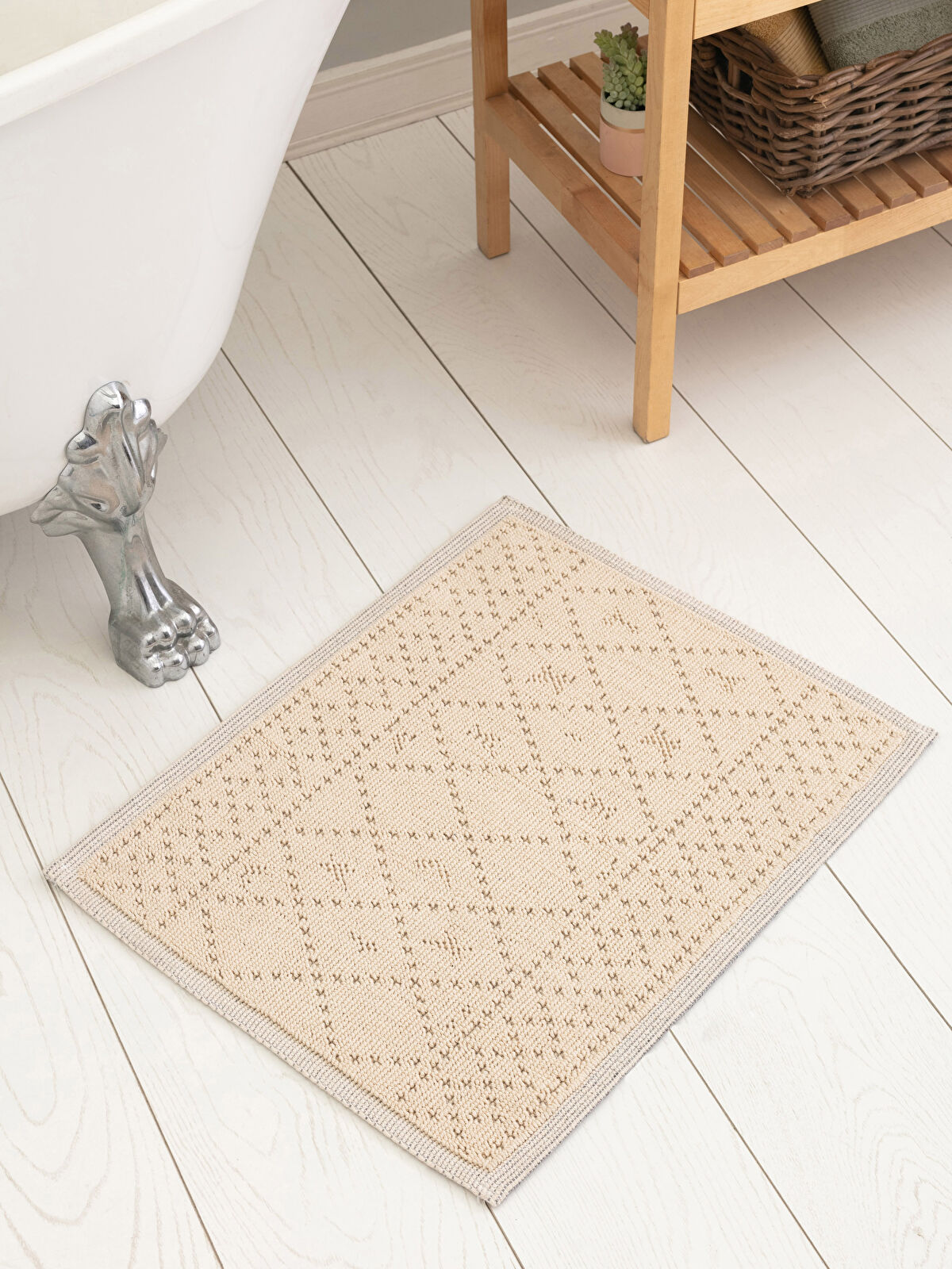 Pamuklu Desenli Banyo Paspası 50x60 Cm