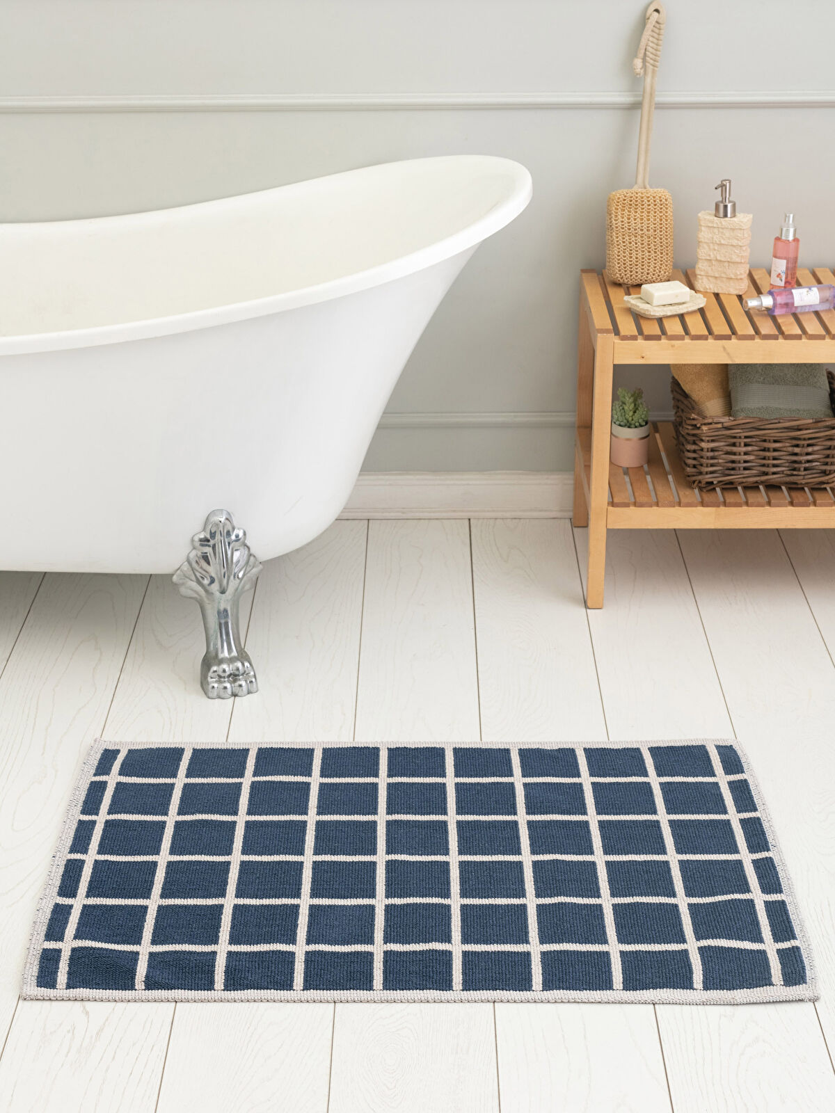 Pamuklu Geometrik Desenli Banyo Paspası 60x100 Cm