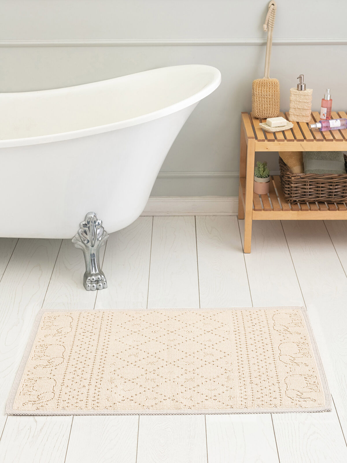 Pamuklu Desenli Banyo Paspası 60x100 Cm