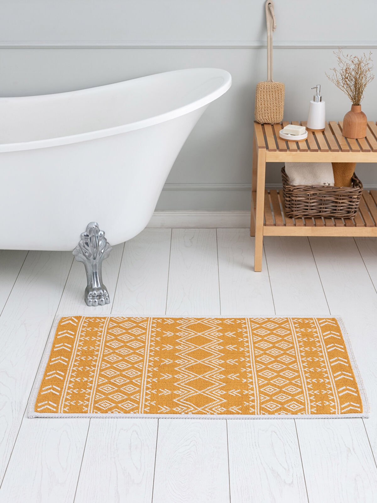 Pamuklu Desenli Banyo Paspası 60x100 Cm