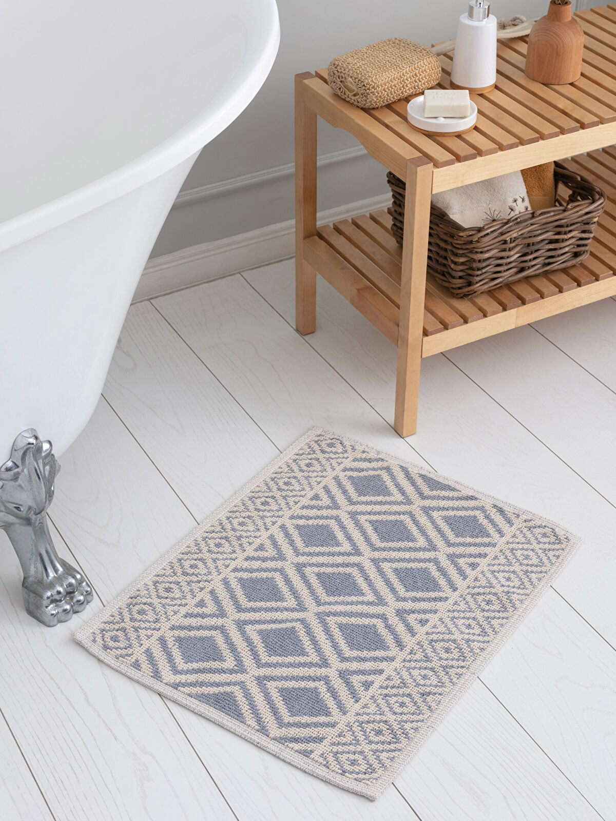 Pamuklu Desenli Banyo Paspası 50x60 Cm