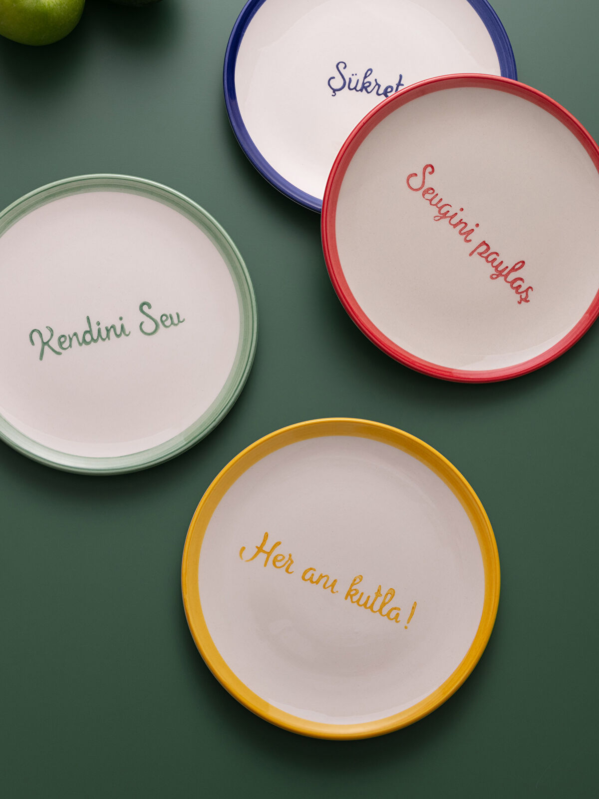 Yazı Baskılı Seramik Tabak 21 Cm