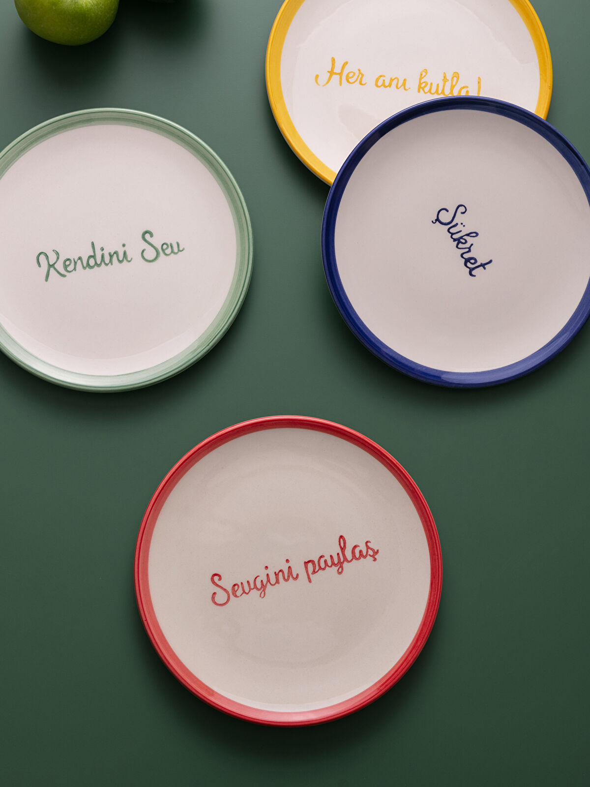 Yazı Baskılı Seramik Tabak 21 Cm