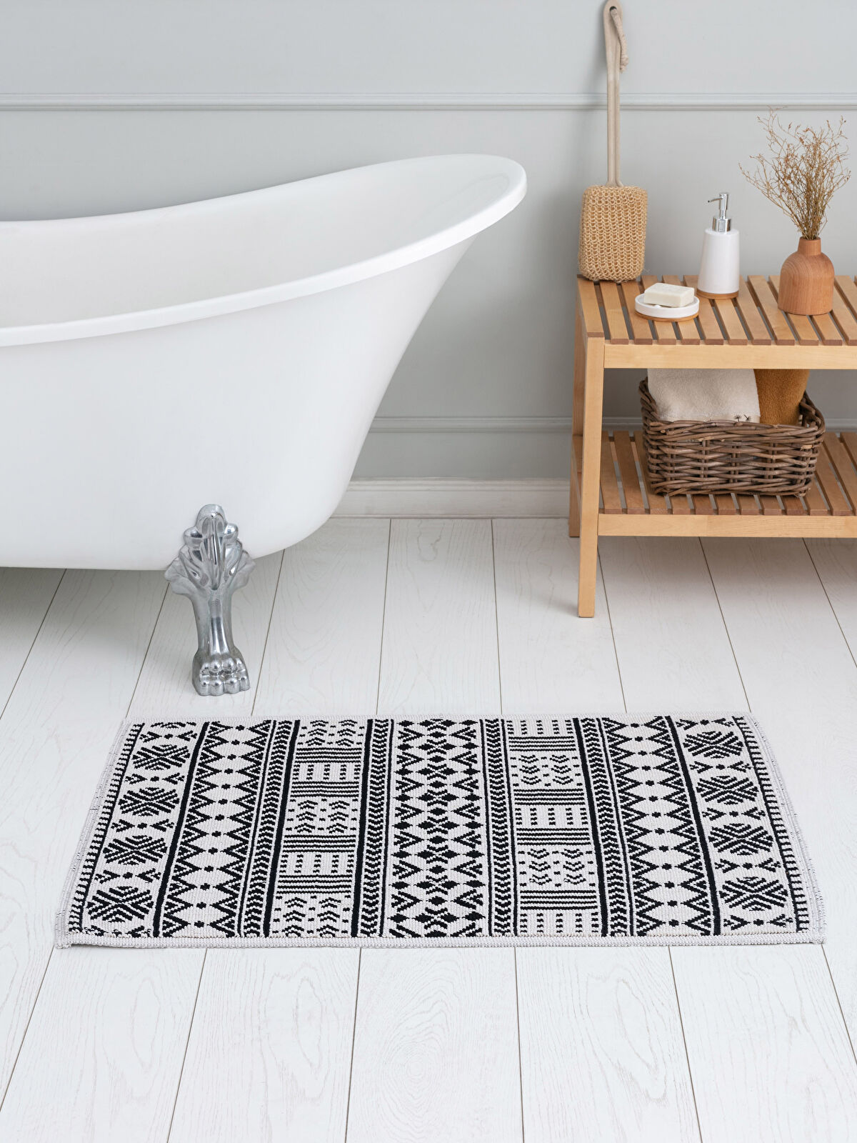 Pamuklu Desenli Banyo Paspası 60x100 Cm