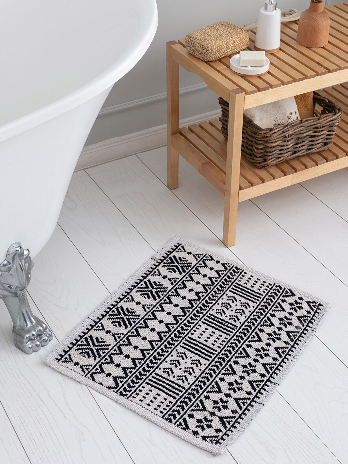 Pamuklu Desenli Banyo Paspası 50x60 Cm