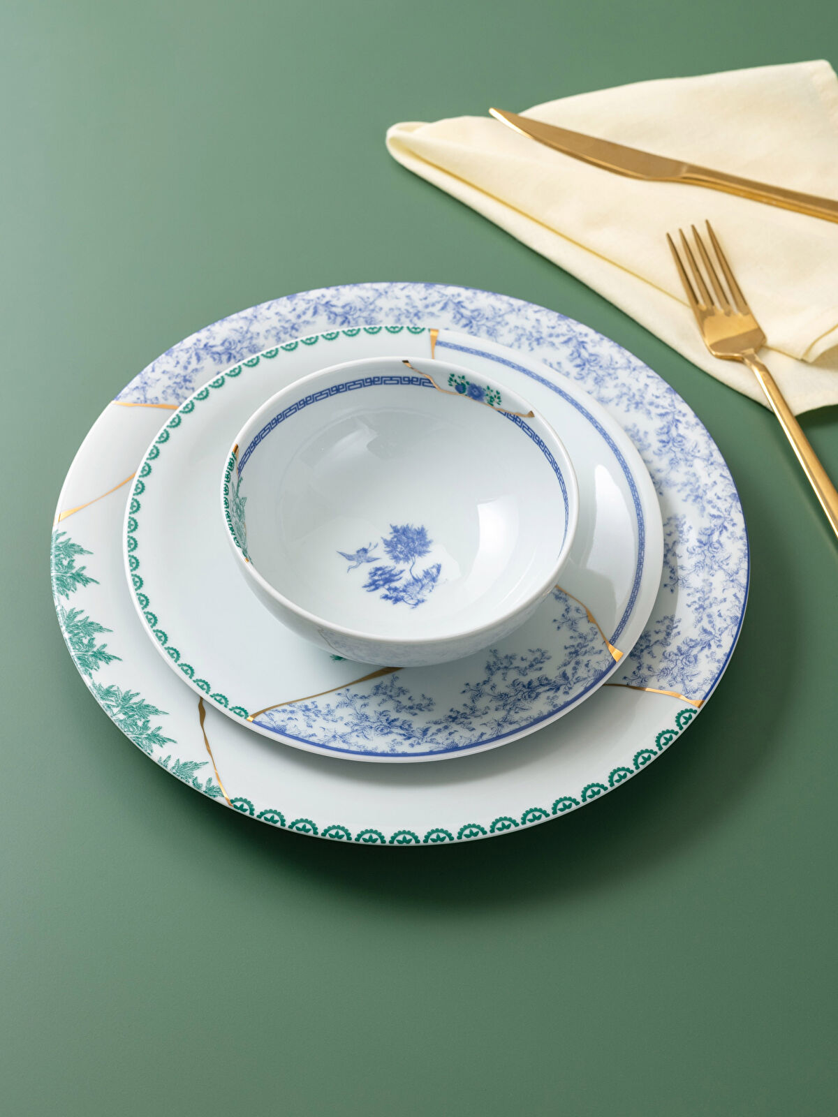 Desenli Porselen Kase 6'lı 13 Cm