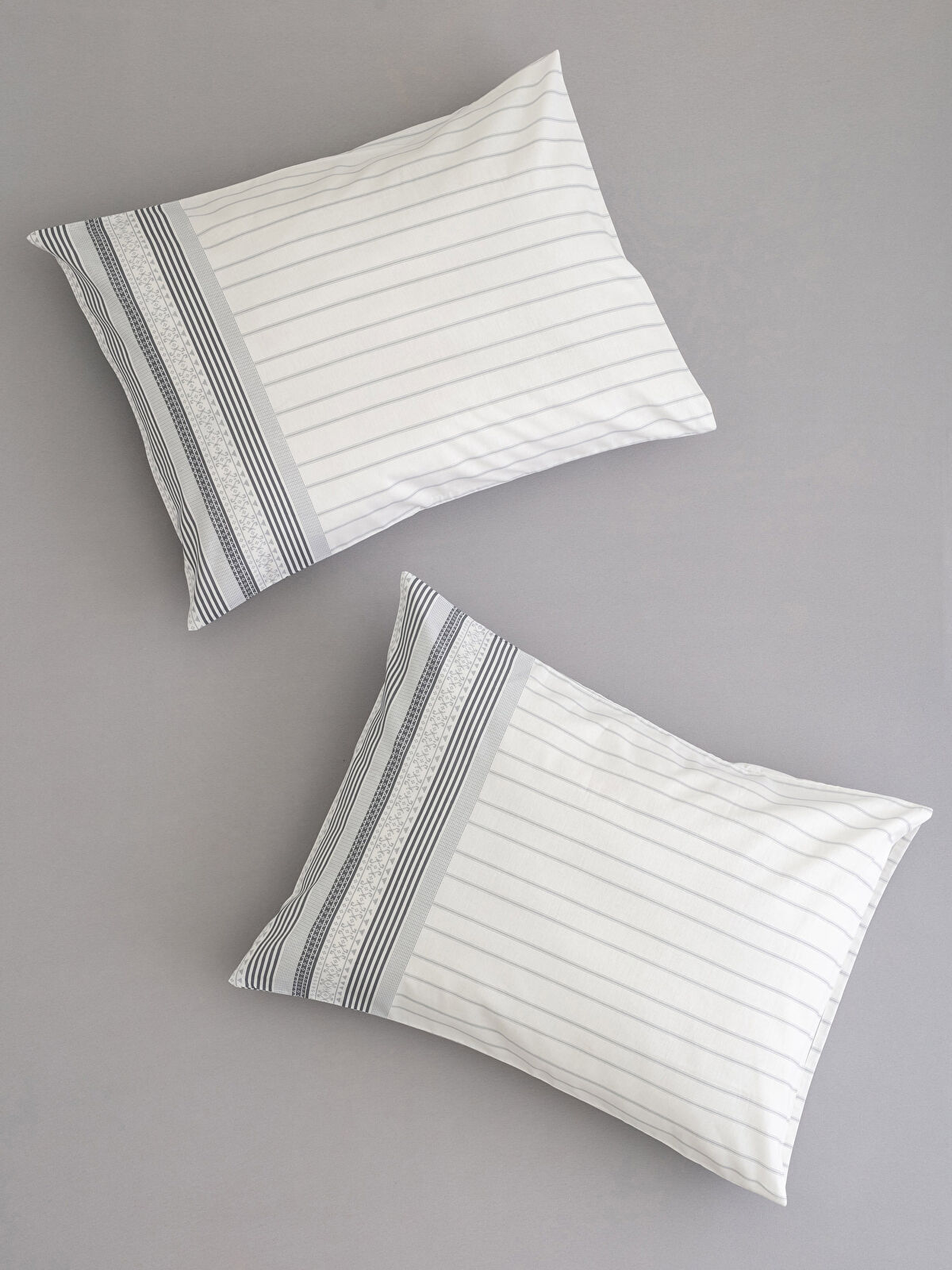 Pamuklu Çizgili Yastık Kılıfı 2'li 50x70 Cm