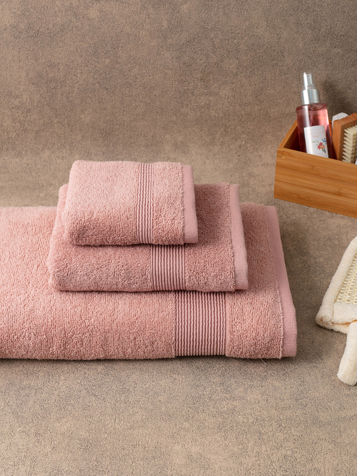 Düz Banyo Havlu Seti 3'lü