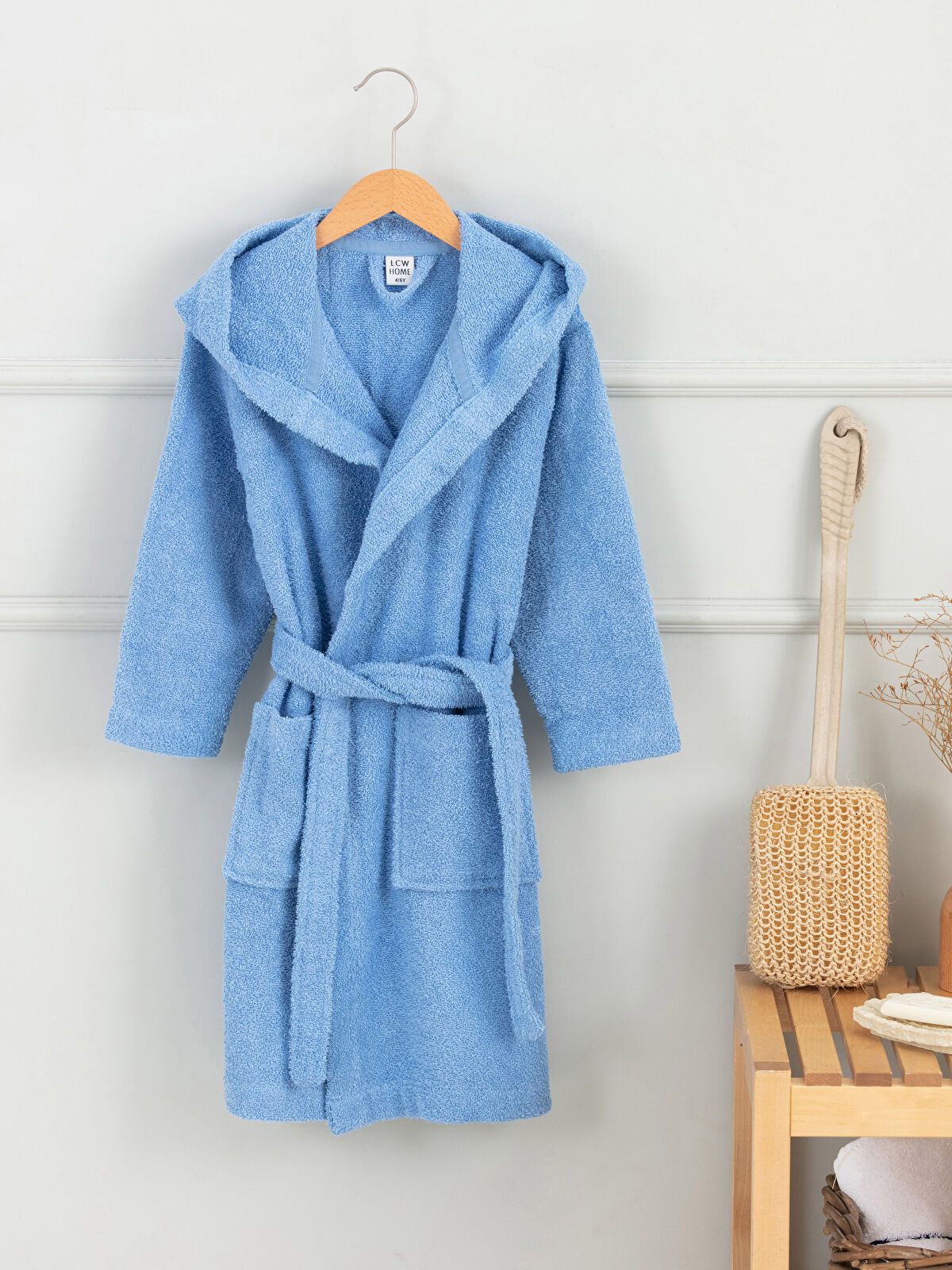 Düz Uzun Kapüşonlu Erkek Çocuk Bornoz