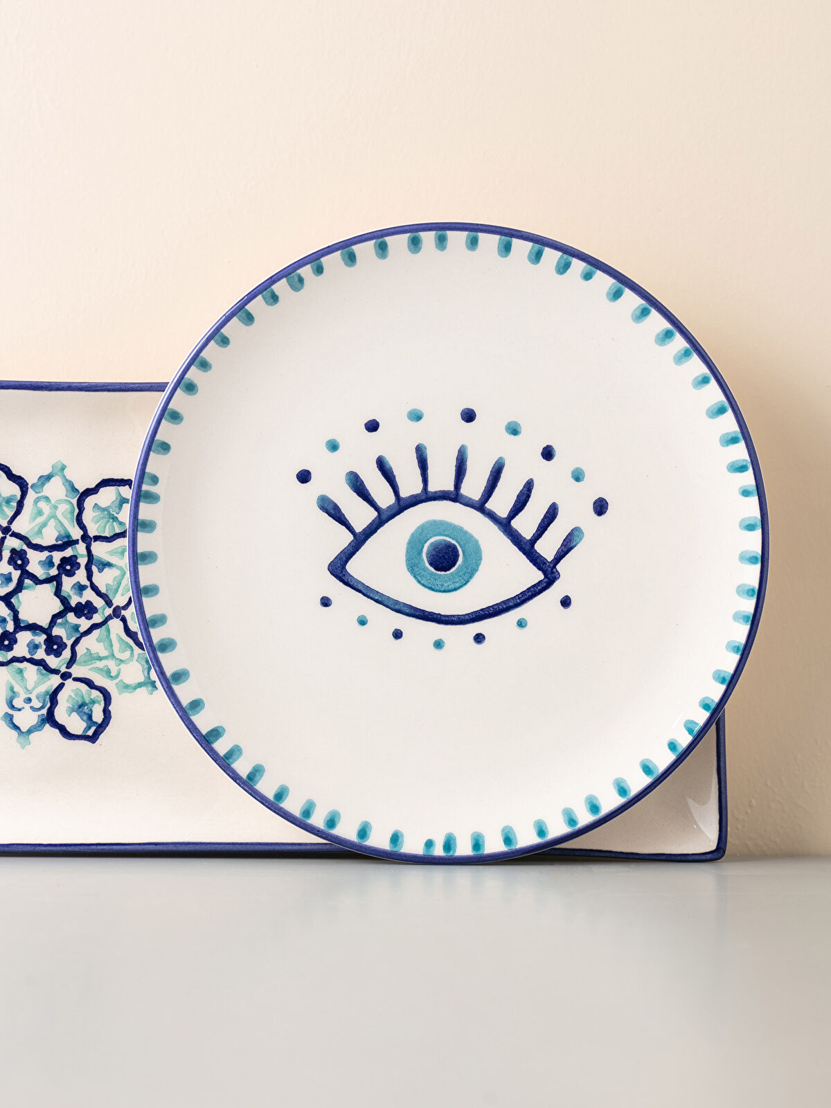 Göz Baskılı Seramik Tabak 21 Cm