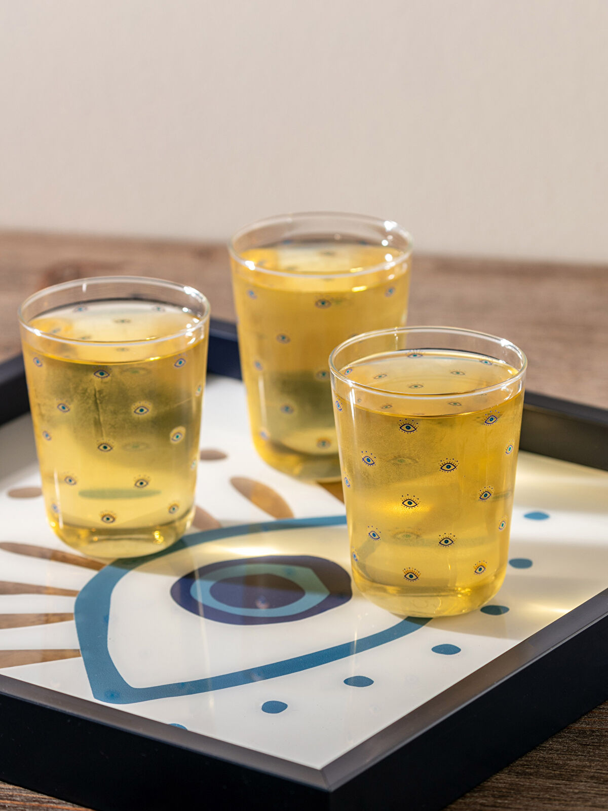 Göz Baskılı Cam Su Bardağı 6'lı 200 Ml