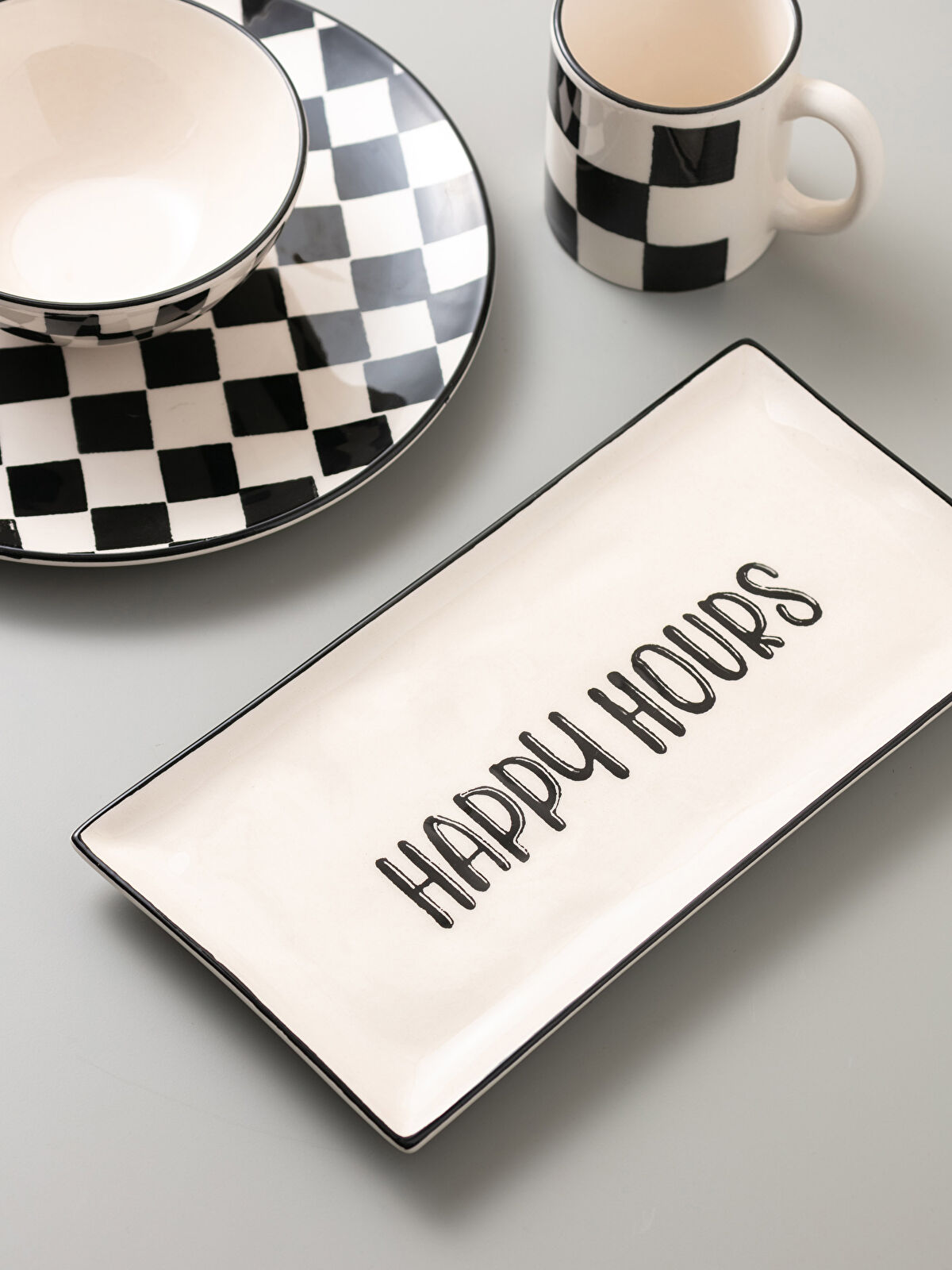 Yazı Baskılı Seramik Tabak 29x15 Cm