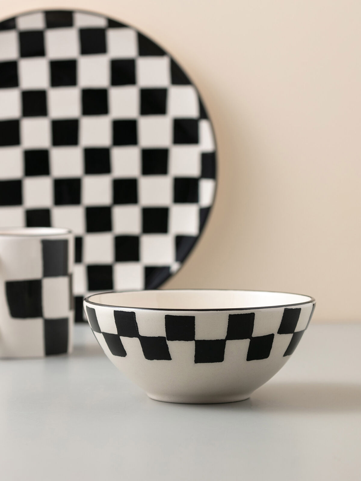 Dama Desenli Seramik Kase 15 Cm Dama Desenli Seramik Kase 15 Cm