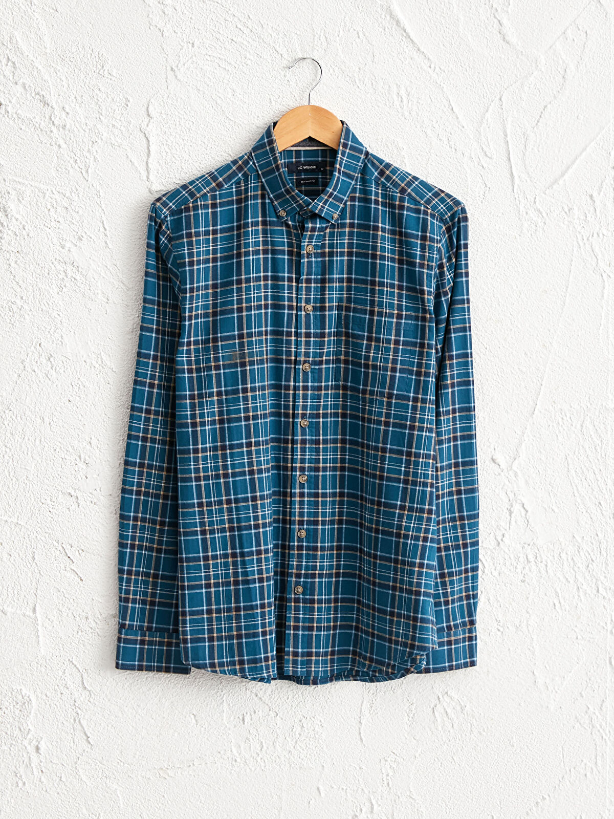 Regular Fit Ekose Uzun Kollu Poplin Gömlek