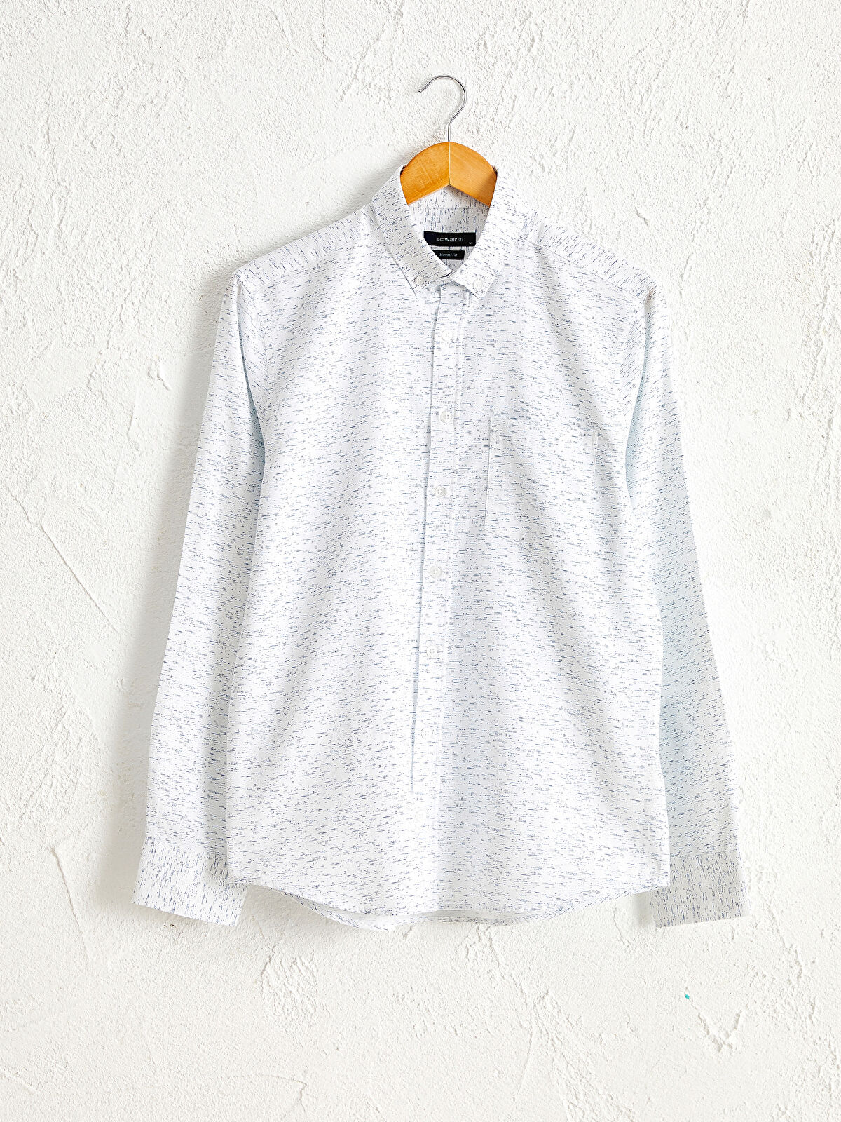 Regular Fit Desenli Uzun Kollu Poplin Gömlek