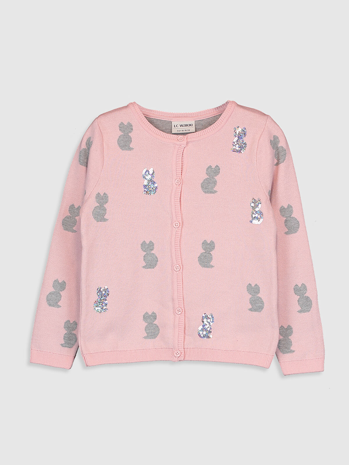 Kız Çocuk Pul İşlemeli İnce Triko Hırka