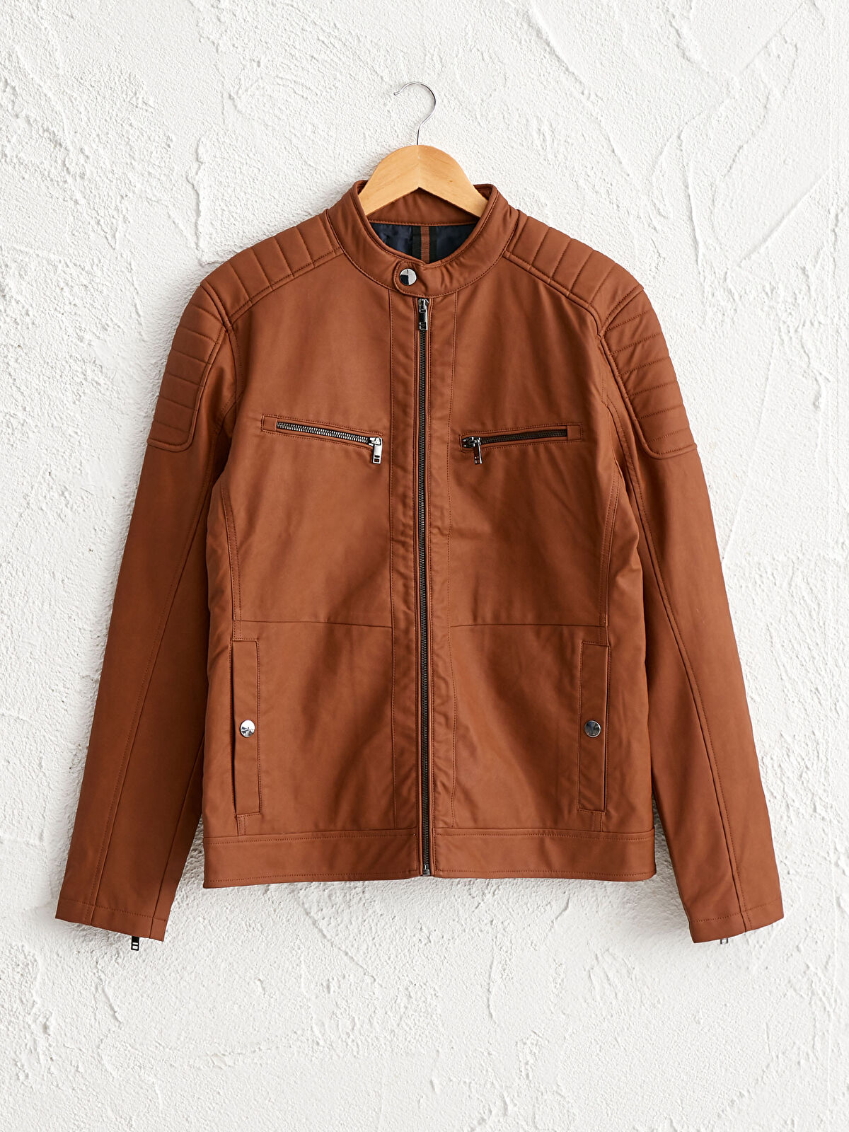 LCW VISION Slim Fit Deri Görünümlü İnce Mont