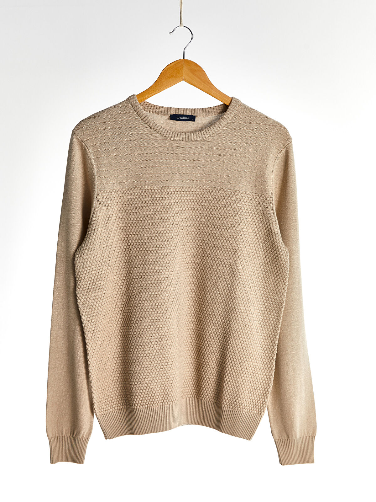 Bisiklet Yaka Dokulu İnce Triko Kazak