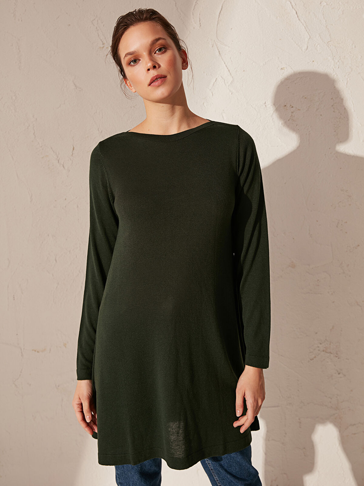 LCW BASIC Kayık Yaka Uzun Kollu Kadın Tunik