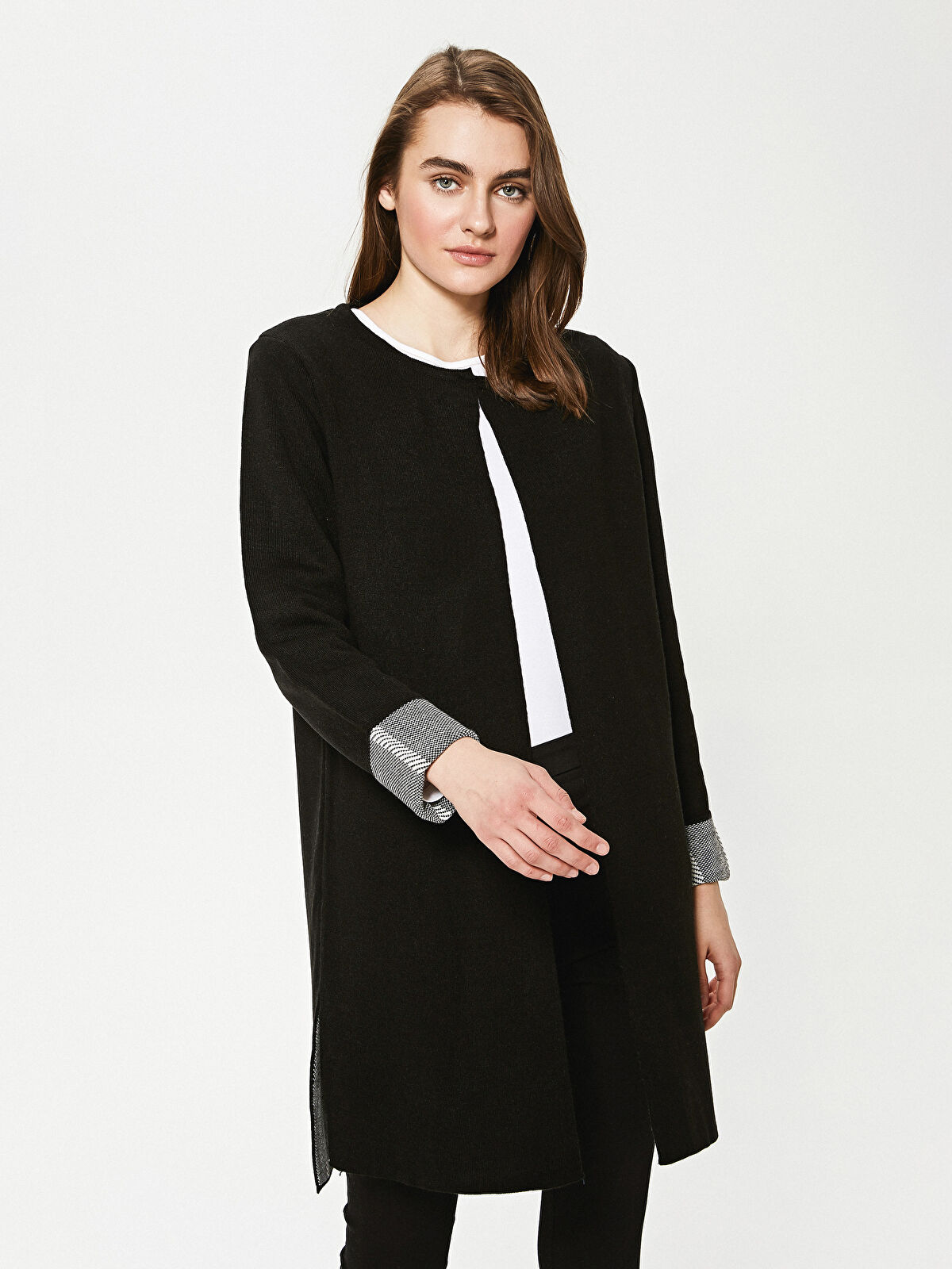 LCW CLASSIC Bisiklet Yaka Uzun Kollu Kadın Kalın Triko Hırka