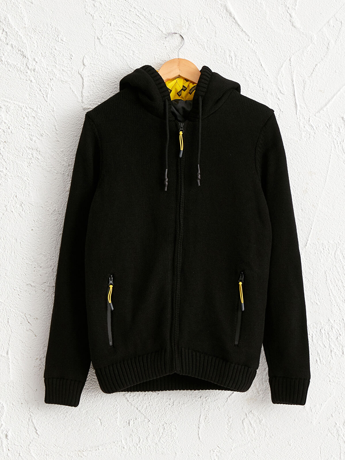 Kapüşonlu Fermuarlı Triko Hırka