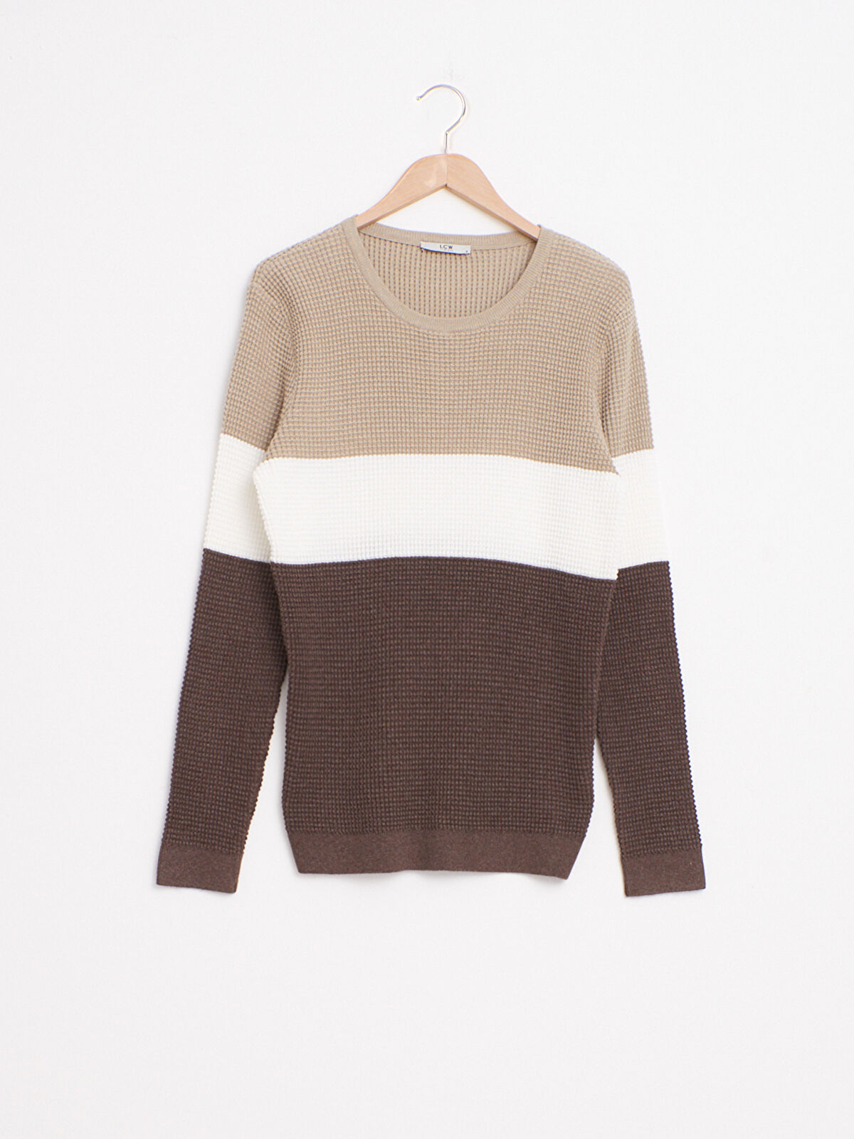 Renk Bloklu İnce Triko Kazak