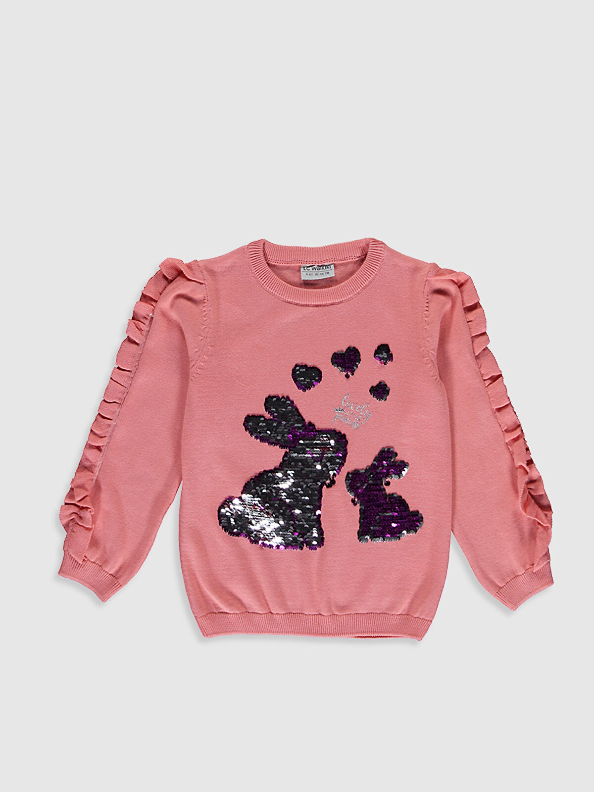 Kız Çocuk Pul İşlemeli İnce Triko Kazak