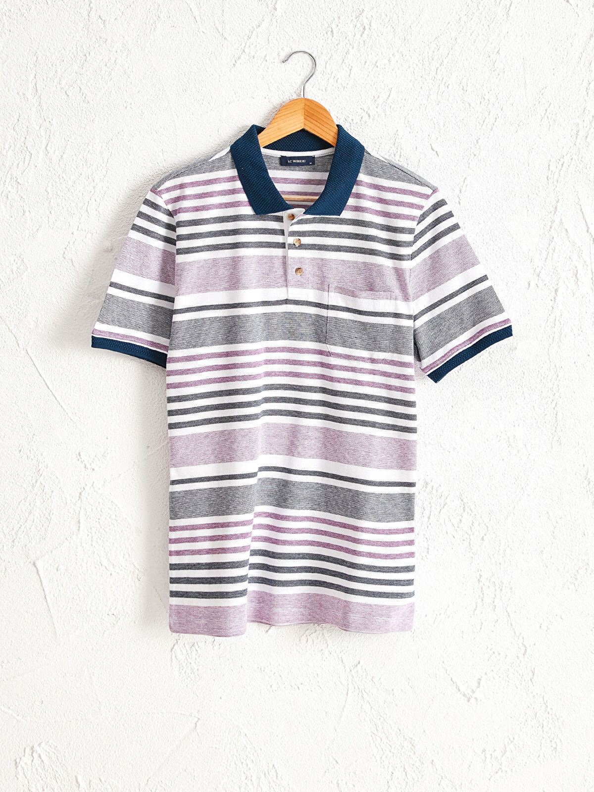 Slim Fit Polo Yaka Çizgili Pike Tişört
