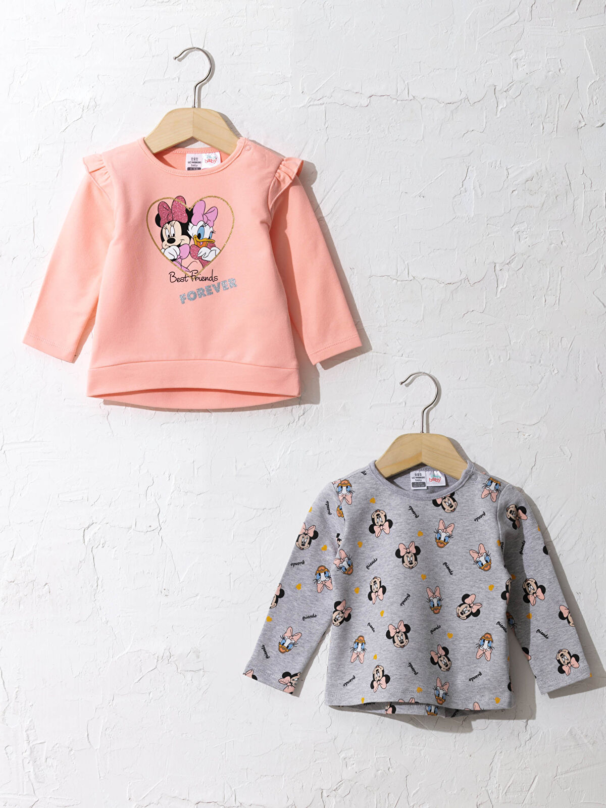 Kız Bebek Disney Karakterleri Baskılı Sweatshirt 2'li Kız Bebek Disney Karakterleri Baskılı Sweatshirt 2'li