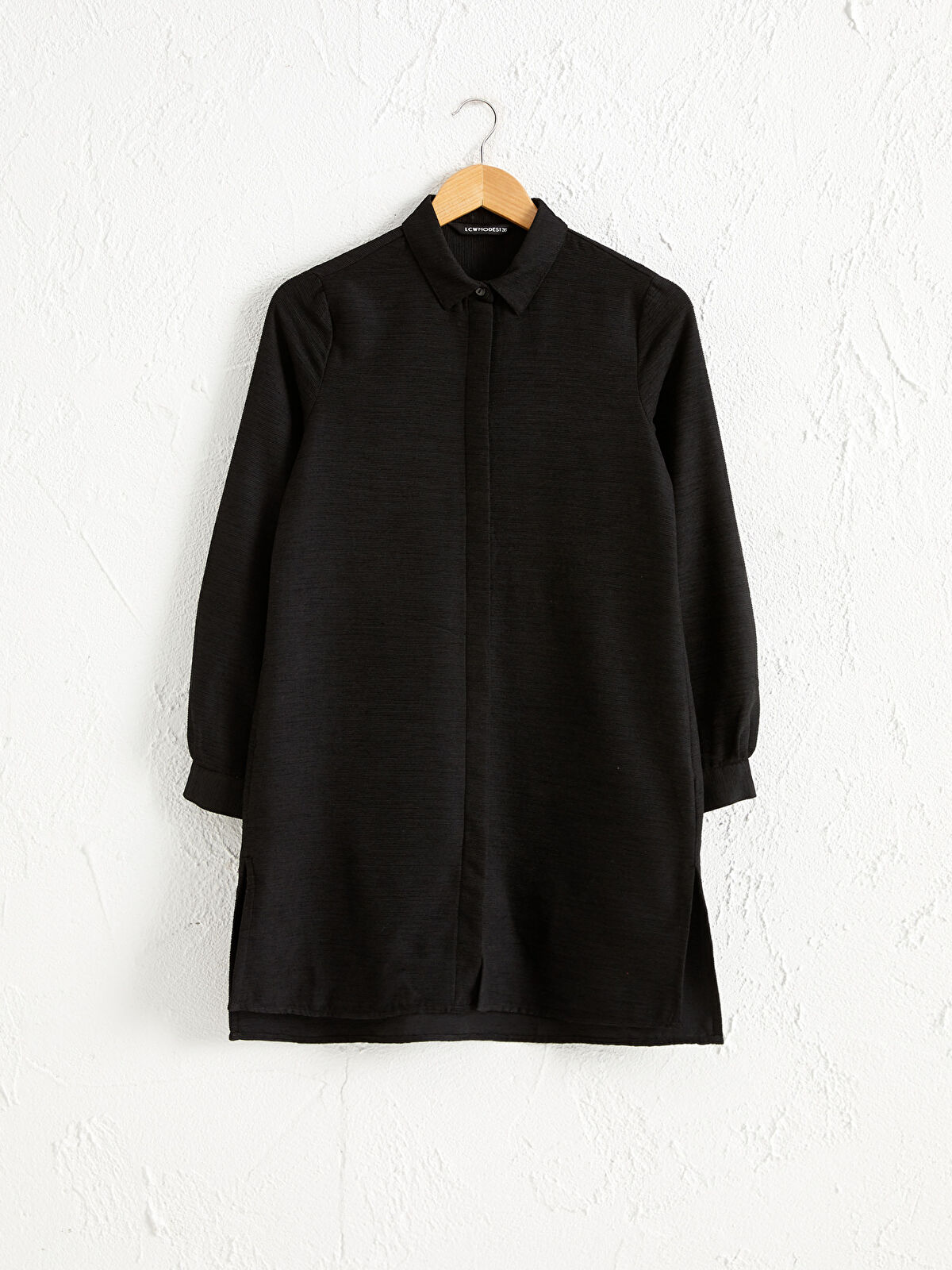 MODEST Standart Fit Uzun Kollu Kadife Kadın Düğmeli Kadife Tunik