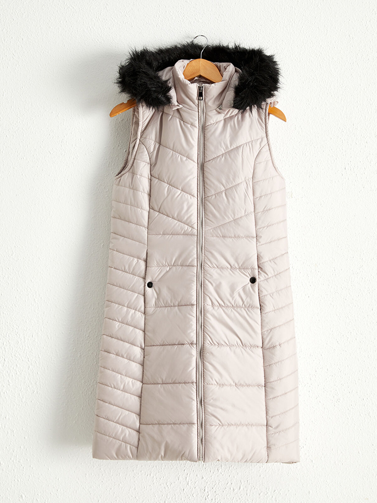 Kapüşonlu Uzun Şişme Yelek