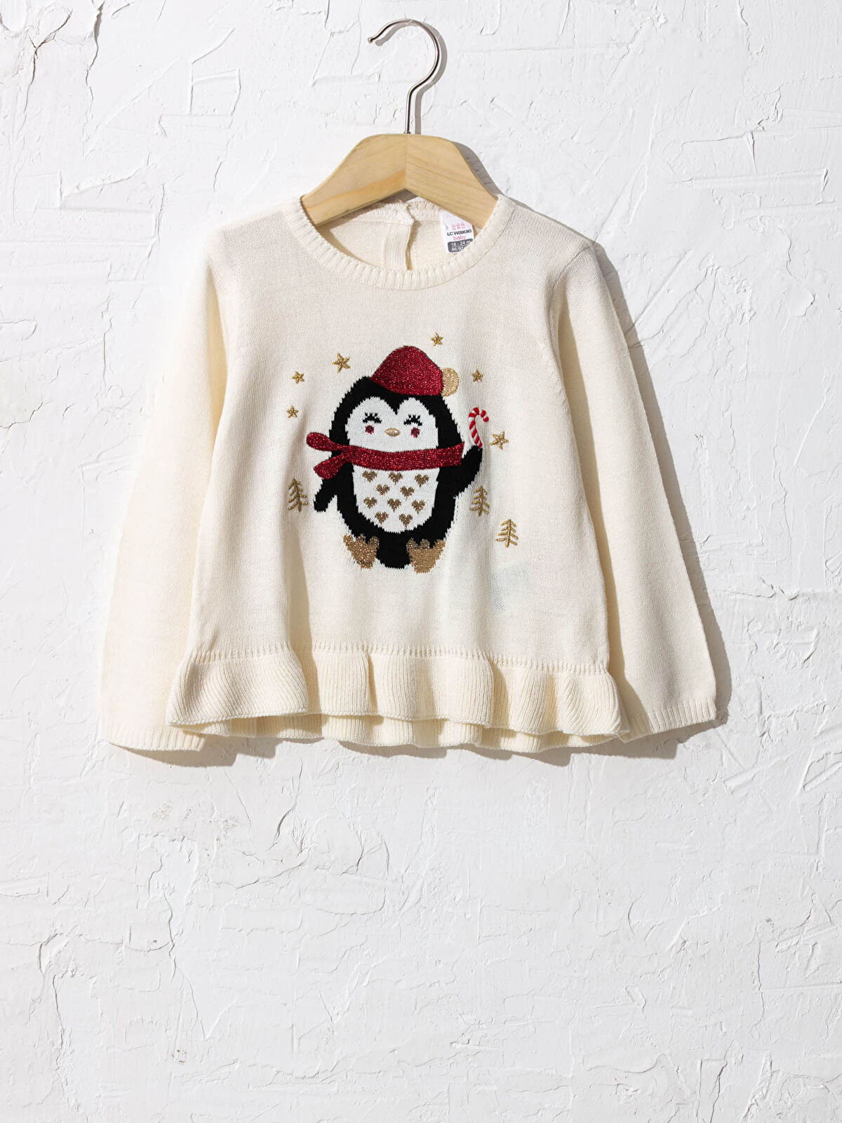 Kız Bebek Yılbaşı Temalı Triko Kazak