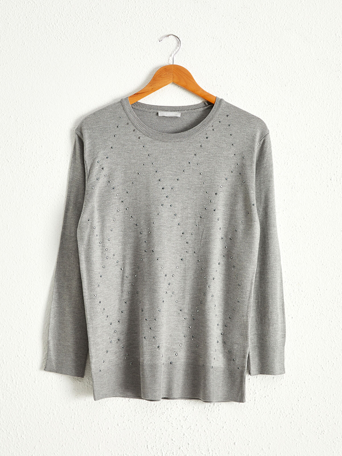 Pul İşlemeli Işıltılı Triko Kazak